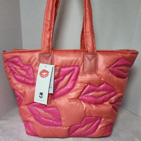Wildfox | Bags | Nwt Wildfox Peach Pink Lips Puffer Tote | Poshmark